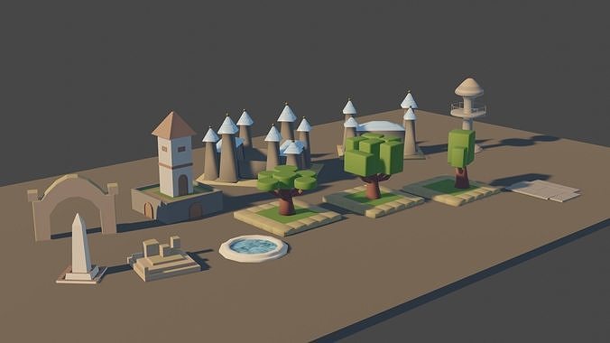 3D model basit cartoon structure pack VR / AR / low-poly | CGTrader