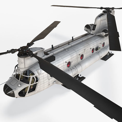 3D model CH-47 Chinook Blank Livery Complex Animation VR / AR / low ...
