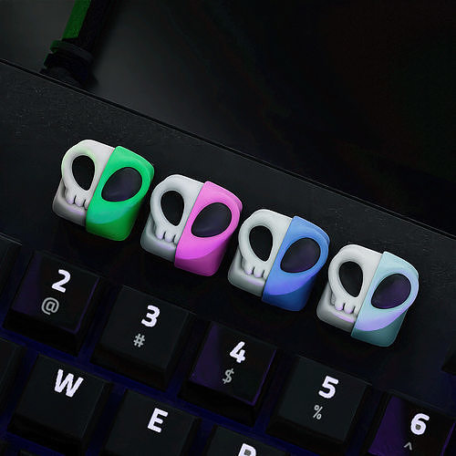 Half skull Alien - Mechanical Keyboard 3D model 3D printable | CGTrader