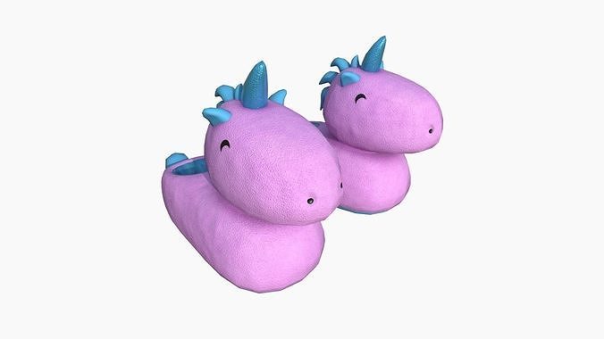 3D model Slippers E04 Pink Blue Unicorn - Costume Character Design VR ...