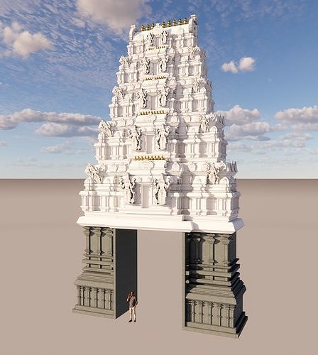 Tirupati Balaji Temple Entry Gate And Dome 3D model | CGTrader