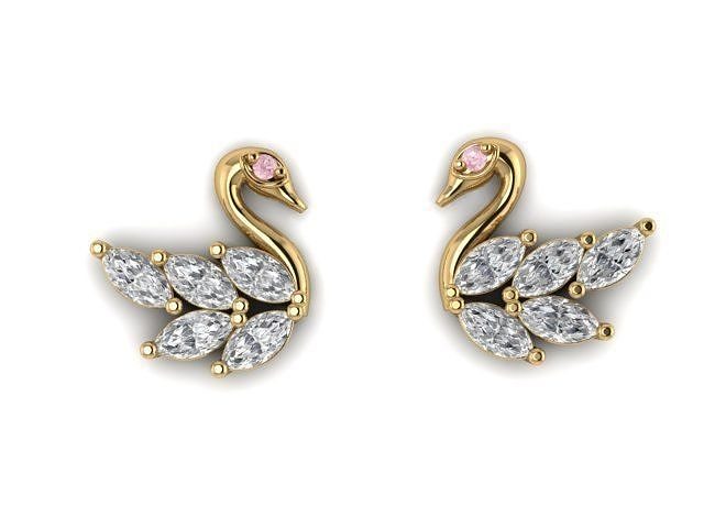 Swan Studs free 3D model 3D printable | CGTrader