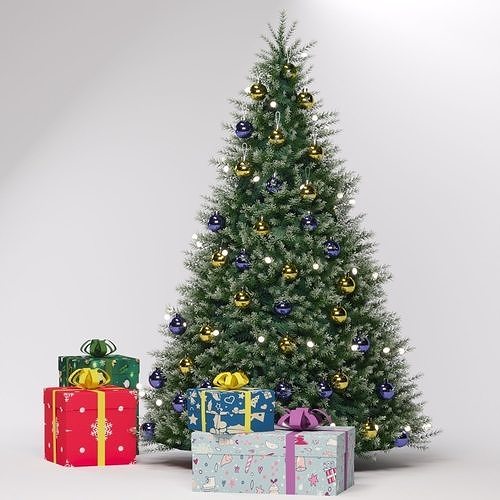 Christmas tree with gift boxes 3D model | CGTrader