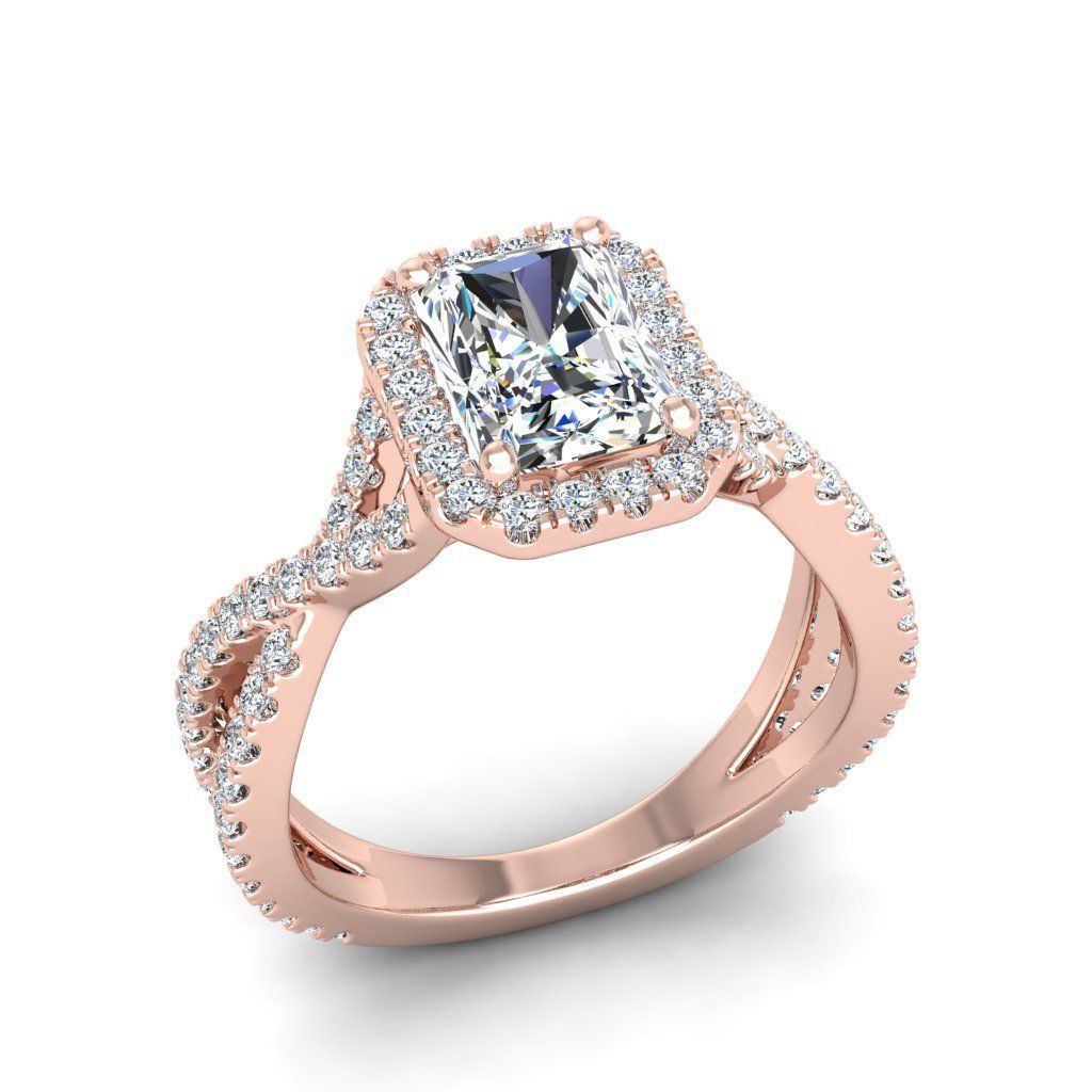 Engagement ring Ruya radiant 3D model 3D printable | CGTrader