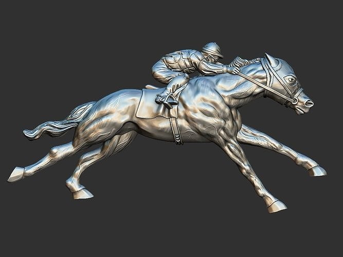 Race Horse With Jockey 3D model 3D printable | CGTrader