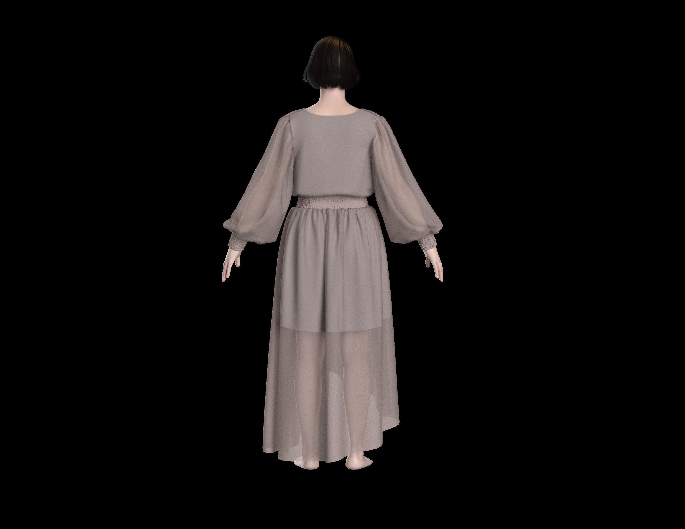 32 dress pattern for women 3D model 3D printable | CGTrader