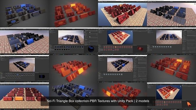 Sci-Fi Triangle Box collection-PBR Textures with Unity Pack VR / AR ...
