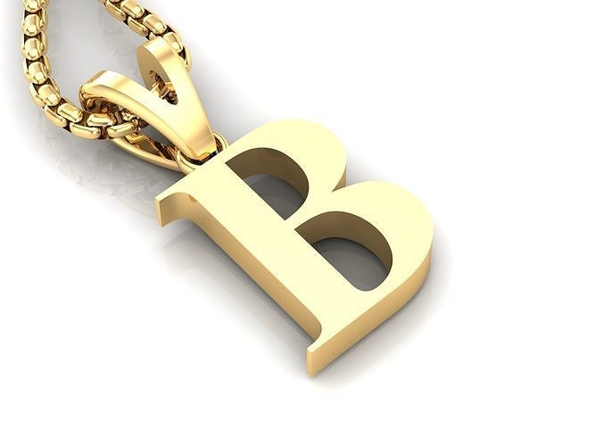 B Letter Initial Charm Gold Alphabet Charms 3D model | CGTrader
