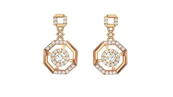 Women Diamond Earrings stl obj gltf glb 3mf renders details 3D model 3D ...