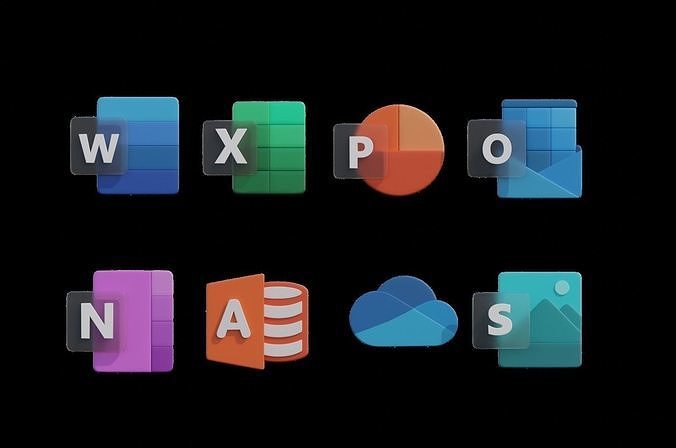 Microsoft 365 software icons 3D model | CGTrader