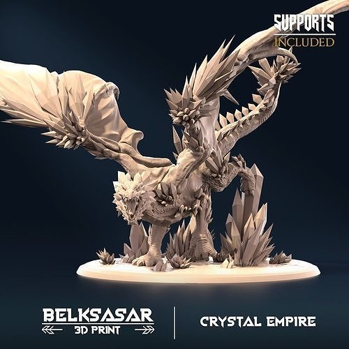 Crystal Dragon 3D model 3D printable | CGTrader