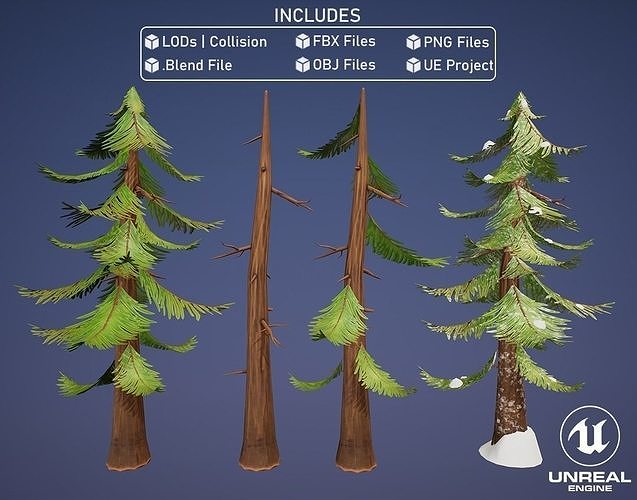 3D model Stylized Pine Trees Collection VR / AR / low-poly | CGTrader