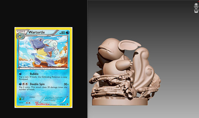 Wartortle Pokemon OBJ STL 3D model 3D printable | CGTrader