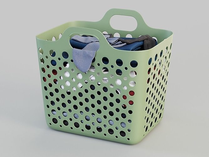 IKEA SLIBB Basket with Laundry 3D model | CGTrader