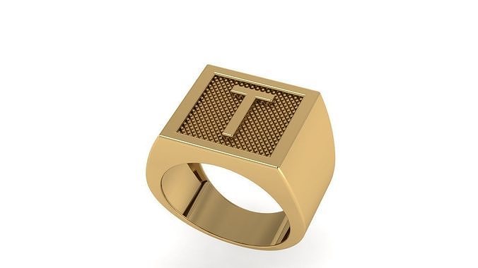 letter T ring 3D model 3D printable | CGTrader