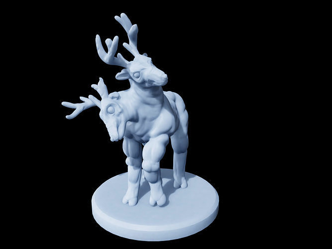 Mutant Two-Headed Deer Miniature 3D model 3D printable | CGTrader