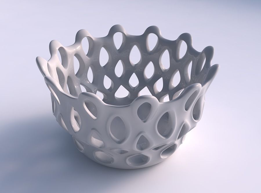 Bowl wide with smooth cuts and uneven top edge tapered 2 3D model 3D ...