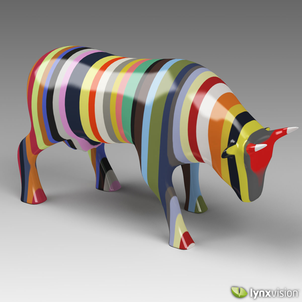 Porcelain Multi-color Cow Sculpture 3D model | CGTrader