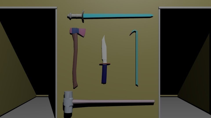 Simple Melee Weapons Pack With Surreal Coloring free VR / AR / low-poly ...