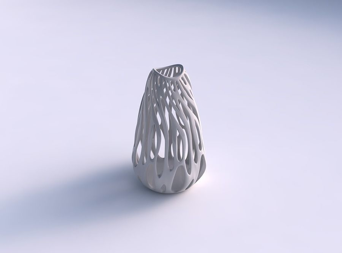 Vase oval with smooth cuts streched top 3D model 3D printable | CGTrader