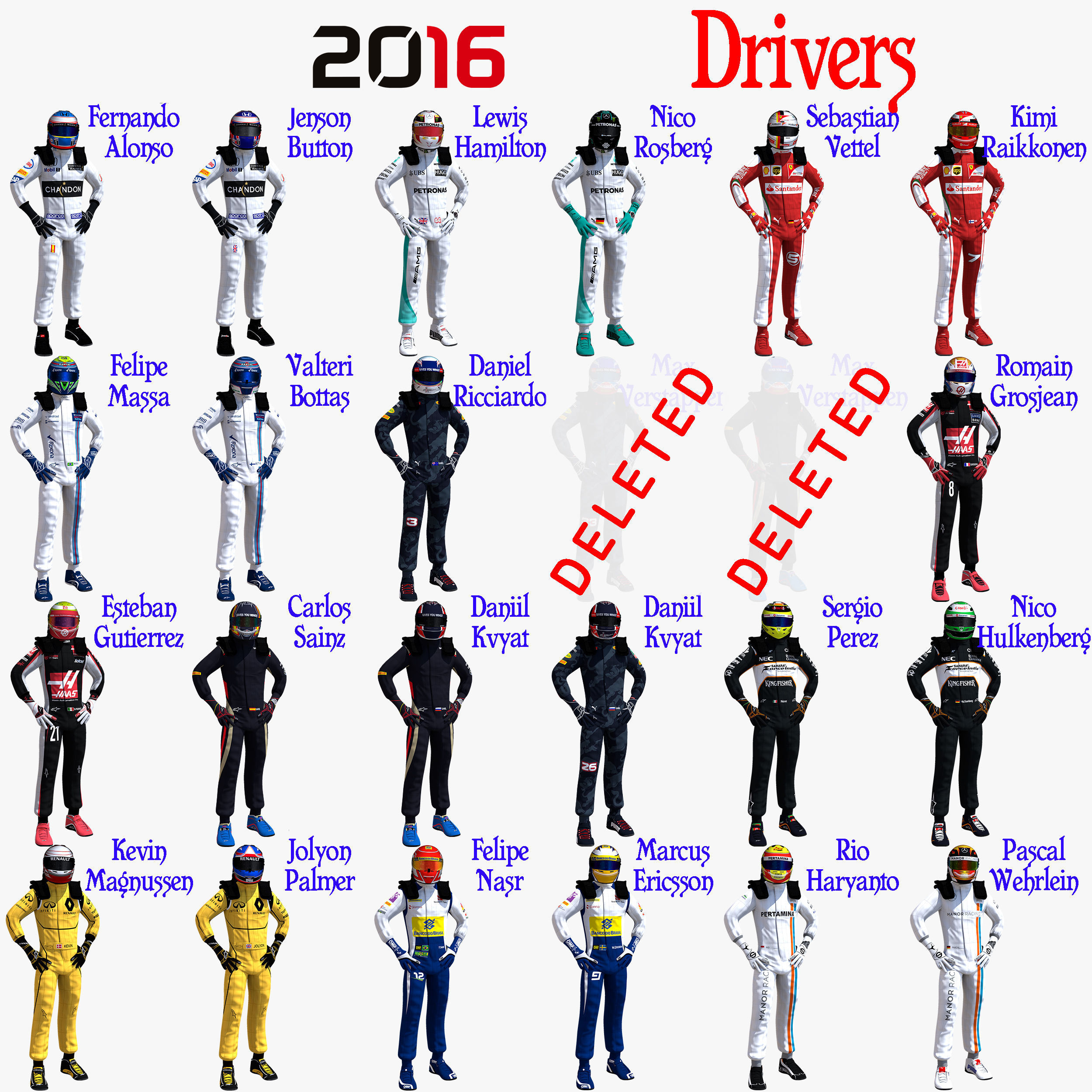 3D model Drivers 2016 Formula 1 VR / AR / low-poly rigged | CGTrader
