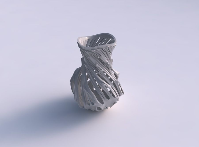 Vase curved with smooth extuded cuts wavy top 3D model 3D printable ...