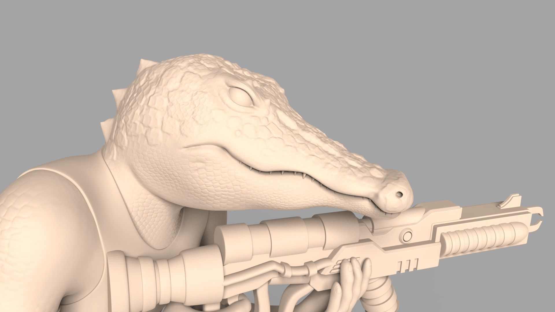 crocodile lizard with gun 3D model 3D printable | CGTrader