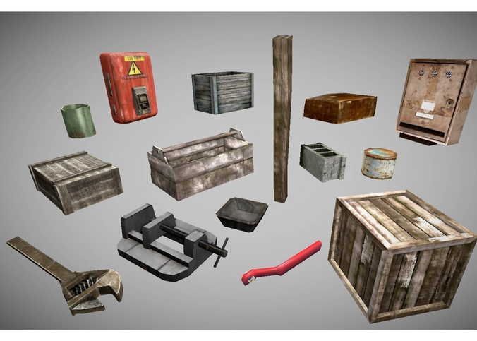 3D model low poly garage objects collection 2 VR / AR / low-poly | CGTrader