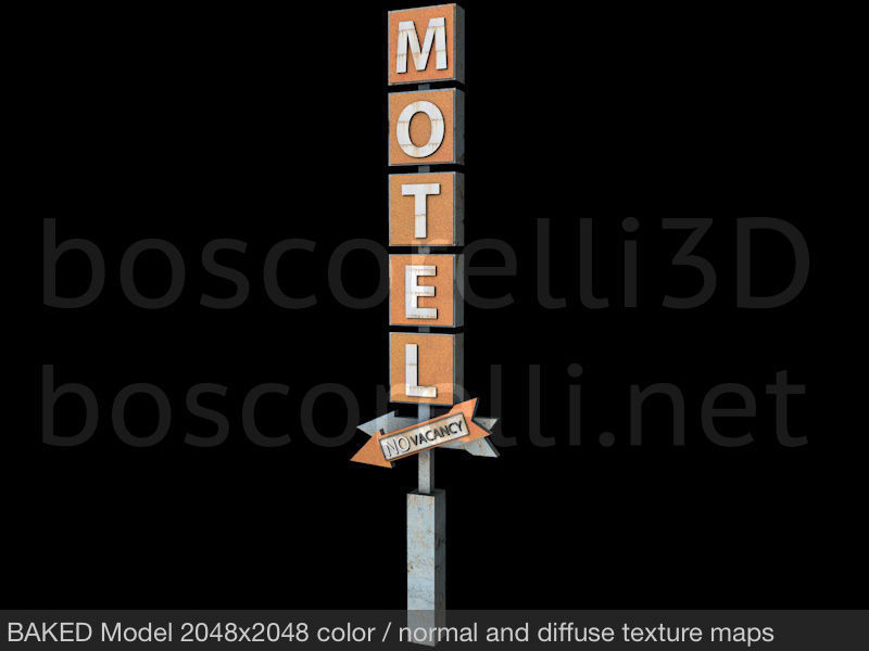 3D model Old Motel Sign Standing Vertical VR / AR / low-poly | CGTrader
