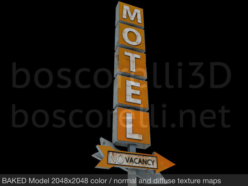 3D model Old Motel Sign Standing Vertical VR / AR / low-poly | CGTrader