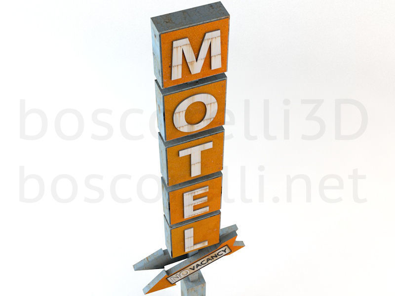 3D model Old Motel Sign Standing Vertical VR / AR / low-poly | CGTrader