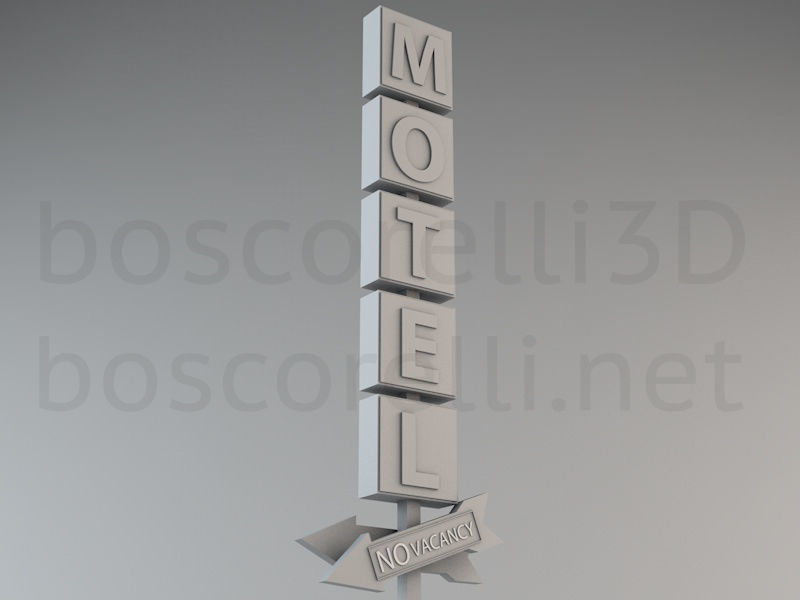 3D model Old Motel Sign Standing Vertical VR / AR / low-poly | CGTrader