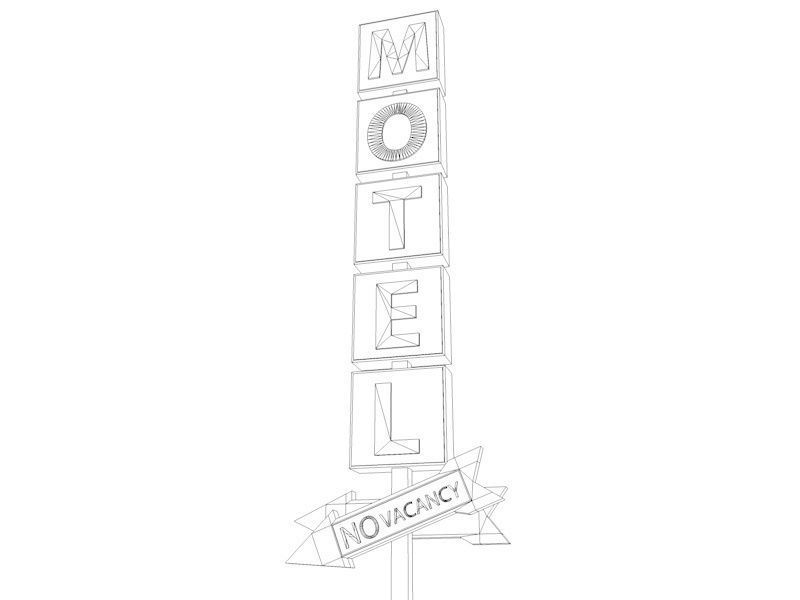 3D model Old Motel Sign Standing Vertical VR / AR / low-poly | CGTrader