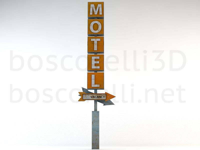 3D model Old Motel Sign Standing Vertical VR / AR / low-poly | CGTrader