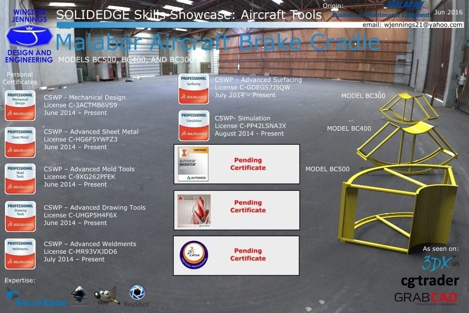 Solidedge Skills Showcase Malabar Aircraft Brake Cradle free 3D model ...