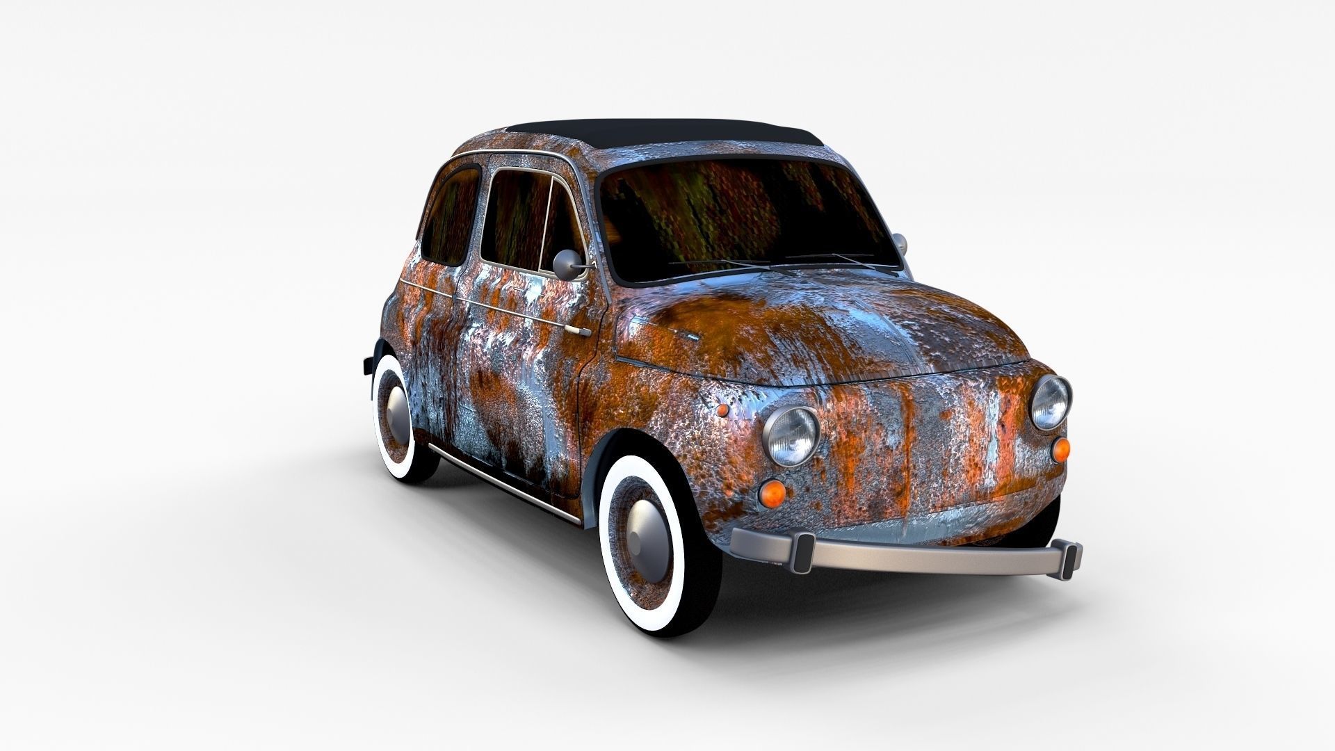 Rusty FIat 500 Nuova rev 3D model | CGTrader