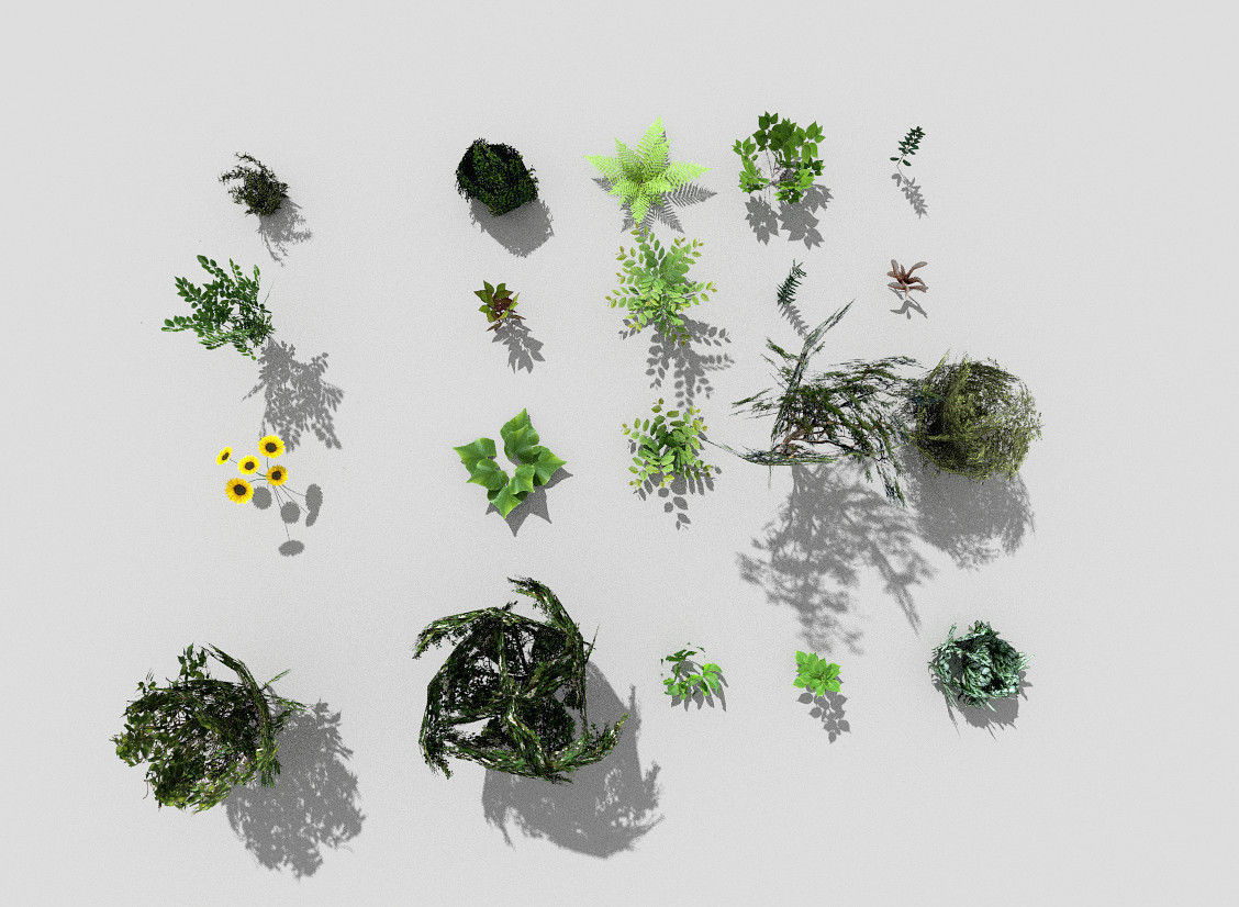 3D model low poly plants collection and trees VR / AR / low-poly | CGTrader