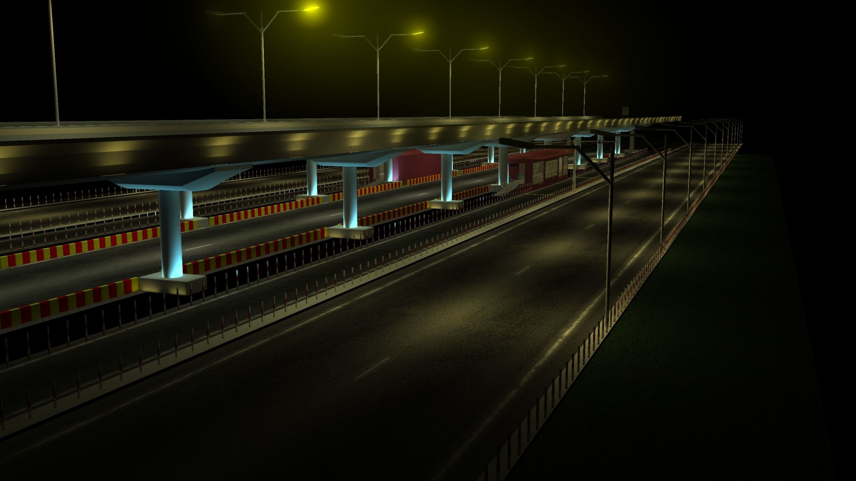 Flyover crane on highway at night free 3D model | CGTrader
