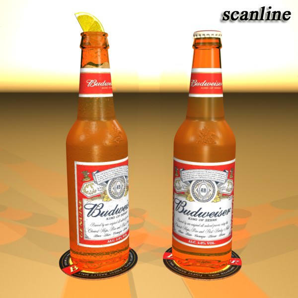 Budweiser Beer Bottle - Six Cardboard Pack 3D model | CGTrader