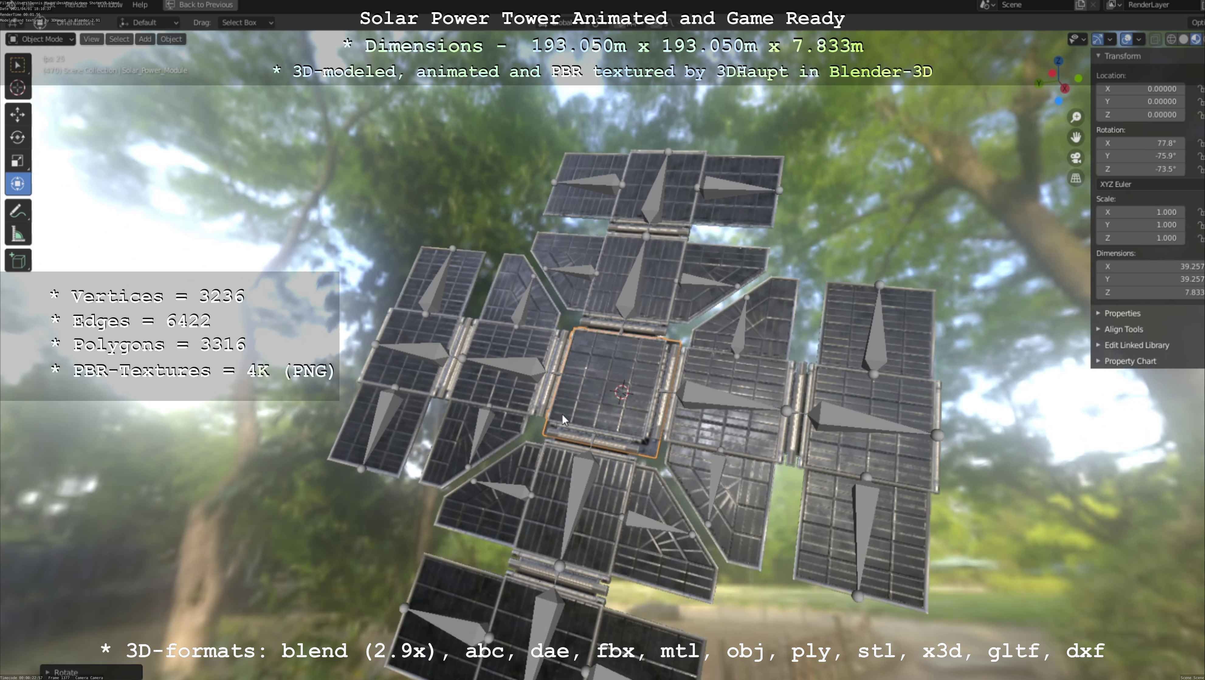 3D model Futuristic Solar Power Module VR / AR / low-poly rigged ...