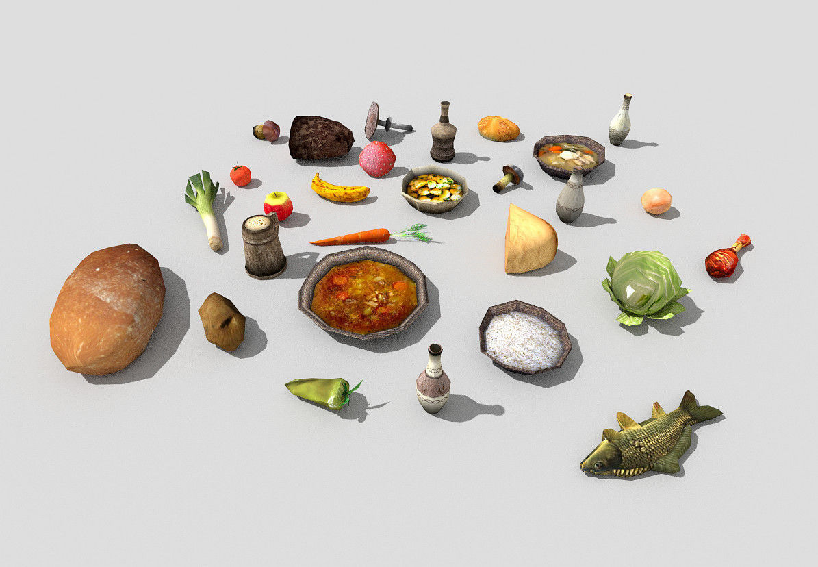 3D model huge low poly food collection VR / AR / low-poly | CGTrader