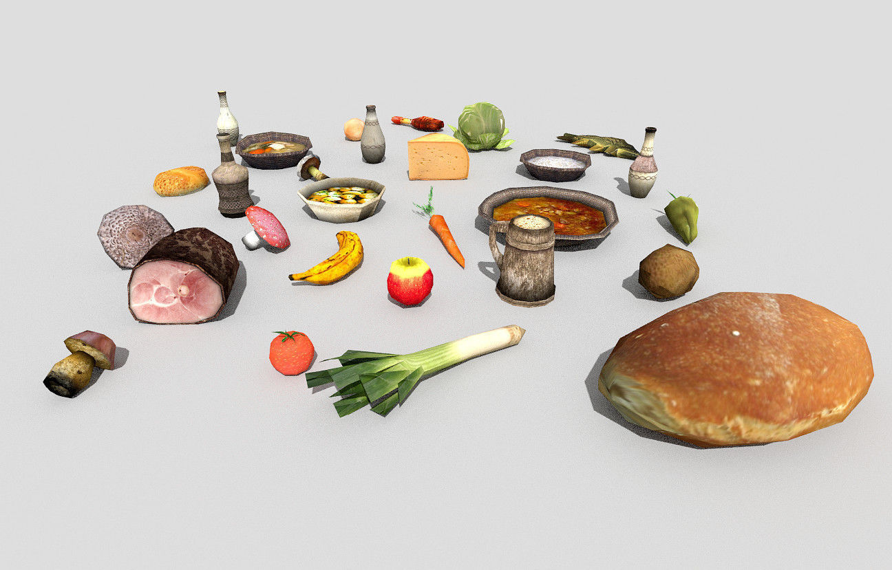 3D model huge low poly food collection VR / AR / low-poly | CGTrader