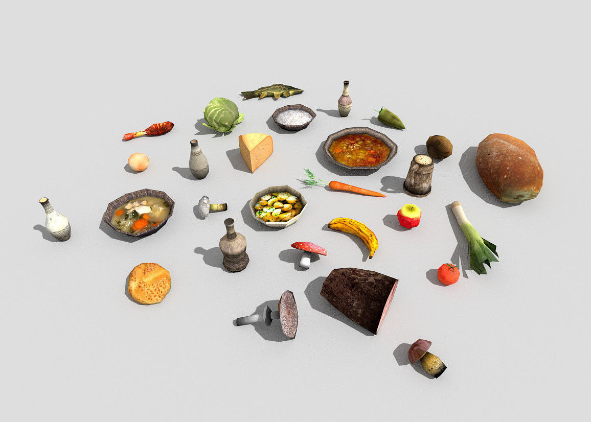 3D model huge low poly food collection VR / AR / low-poly | CGTrader