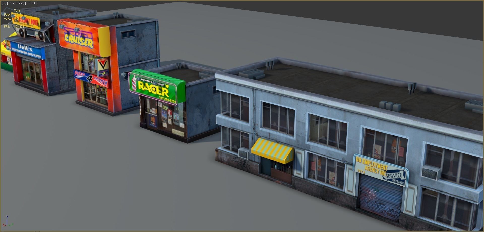 3D model Set of Small Stores - low poly VR / AR / low-poly | CGTrader
