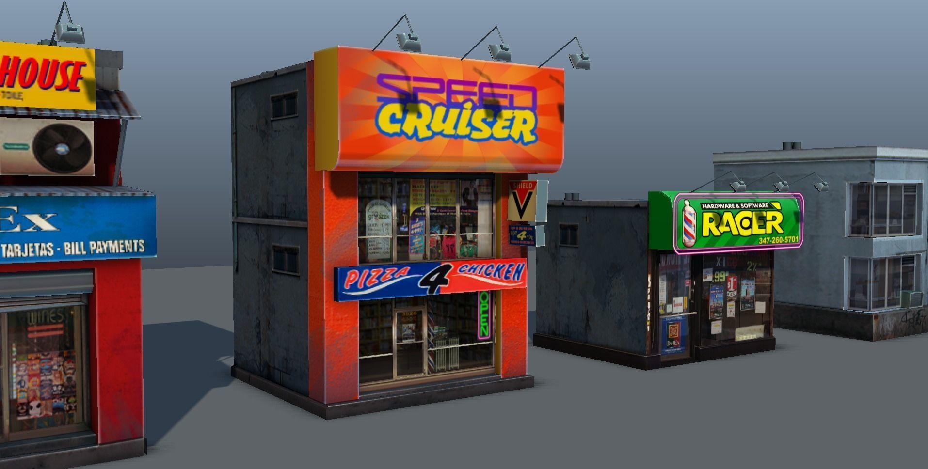 3D model Set of Small Stores - low poly VR / AR / low-poly | CGTrader