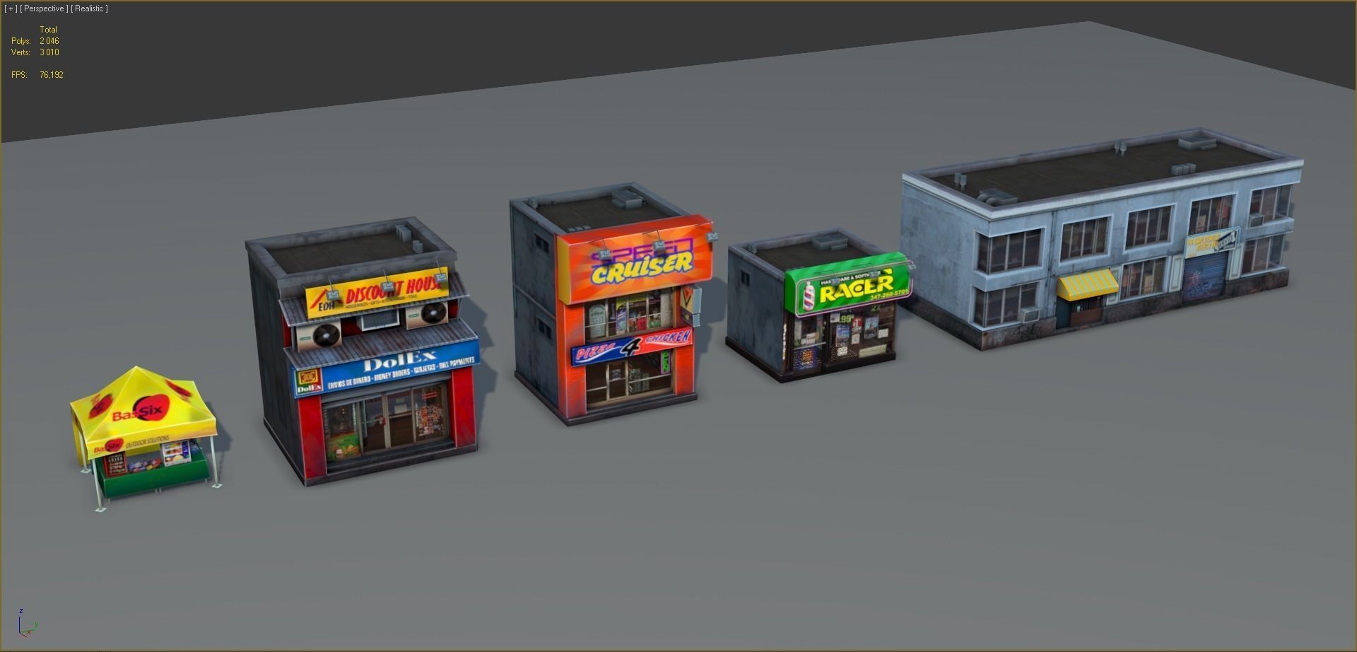 3D model Set of Small Stores - low poly VR / AR / low-poly | CGTrader