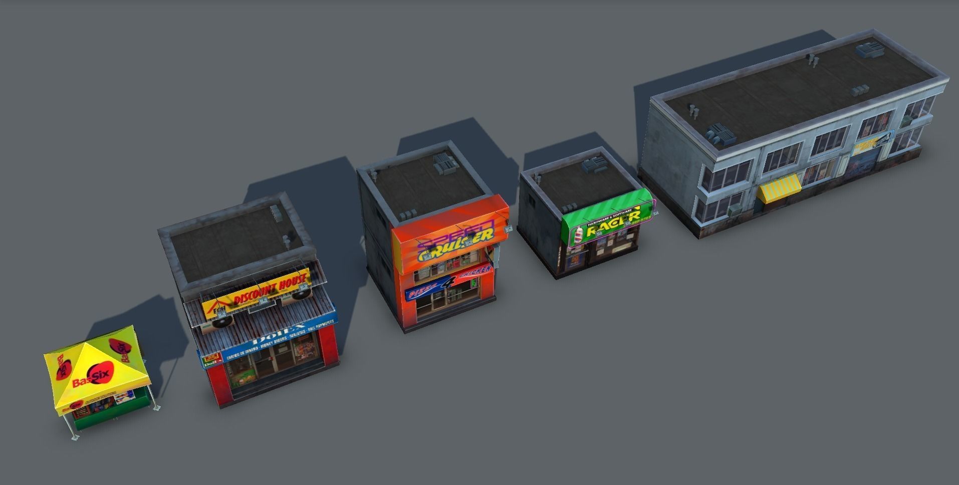 3D model Set of Small Stores - low poly VR / AR / low-poly | CGTrader