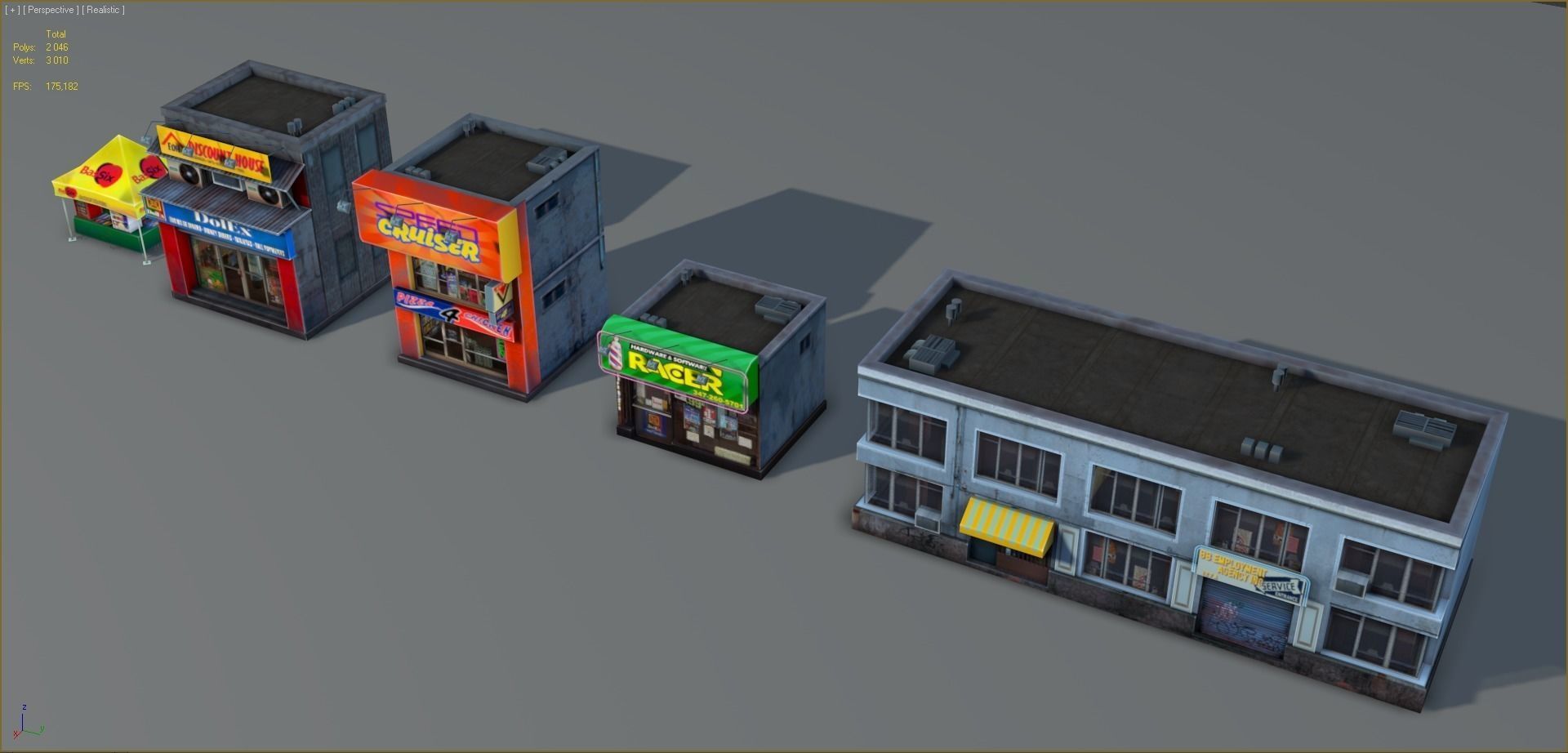 3D model Set of Small Stores - low poly VR / AR / low-poly | CGTrader