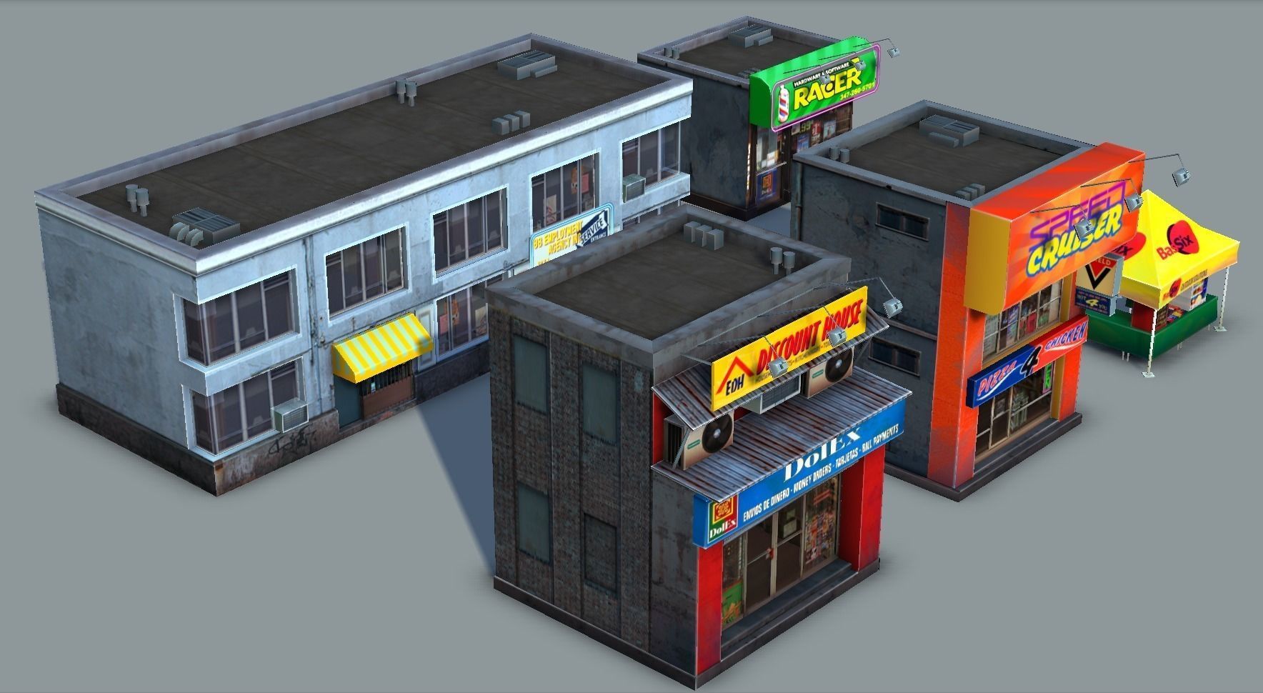 3D model Set of Small Stores - low poly VR / AR / low-poly | CGTrader