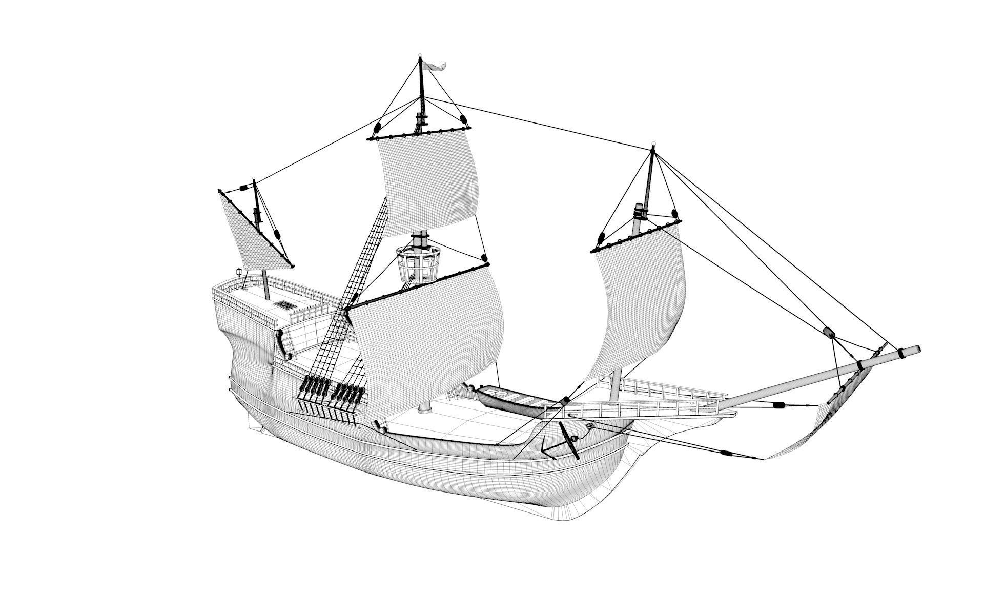 Caravel wooden sailing ship 3D model | CGTrader